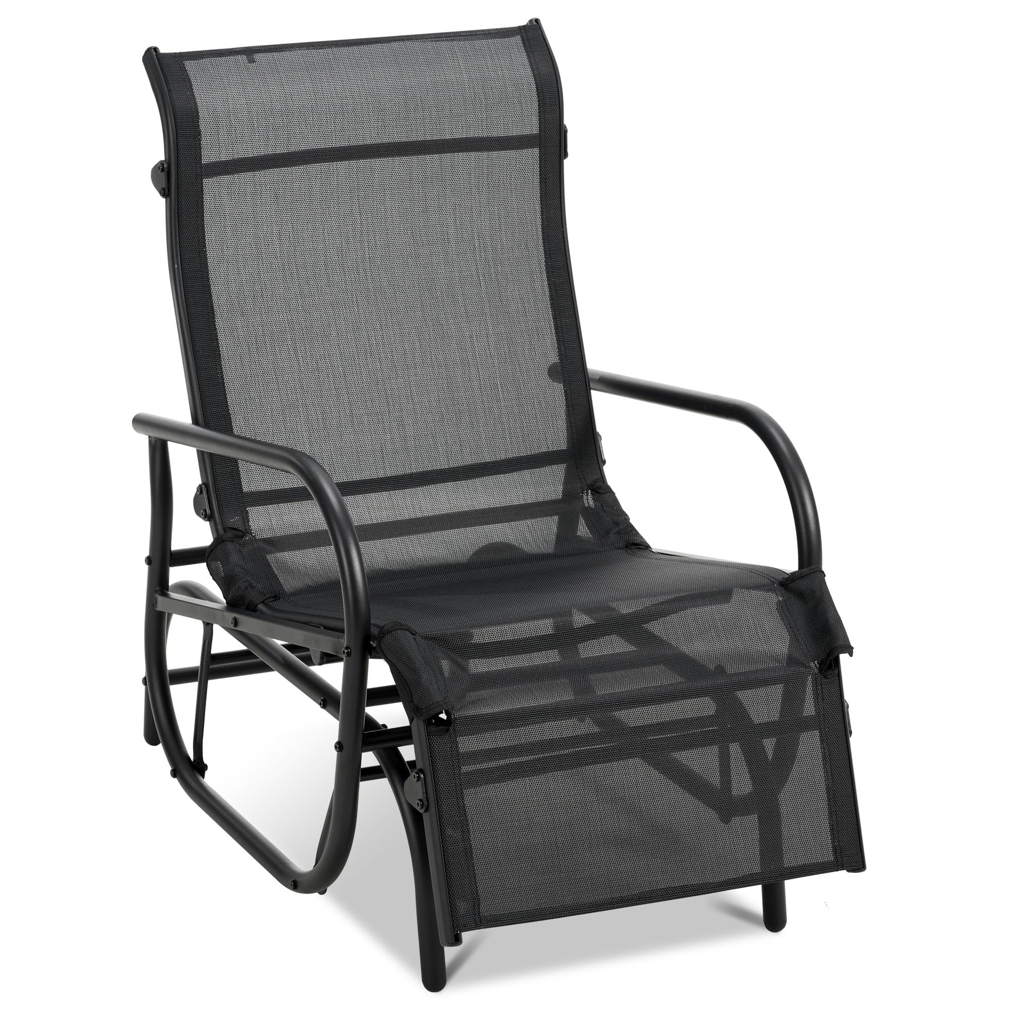 AHB Outdoor Glider Chairs Porch Gliders for Outside Patio Metal Frame Swing Glider Chair with Breathable Mesh Fabric for Backyard Garden Porch