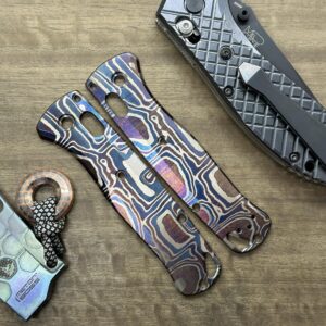 Mokume pattern heat ano engraved Titanium Scales for Benchmade Bugout 535