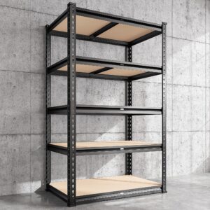 reibii garage shelving 2000lbs storage shelves heavy duty shelving 5 tier adjustable metal shelves for garage shelves sturdy shelving unit storage rack for kitchen pantry basement, 60" h x28 wx 14" d