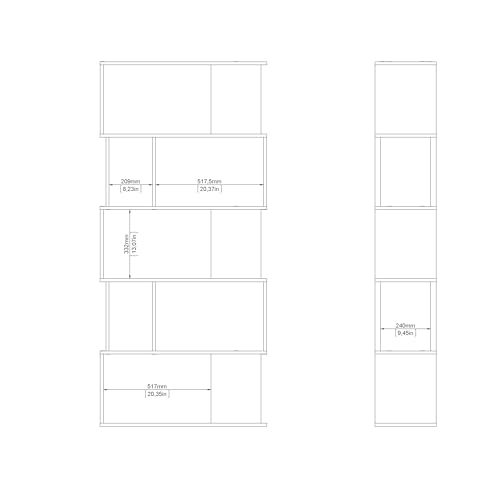 Tvilum Maze Modern Bookcase, Display Shelf and Decorative Room Divider with 7 Fixed Storage Shelves in Oak and White