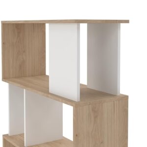 Tvilum Maze Modern Bookcase, Display Shelf and Decorative Room Divider with 7 Fixed Storage Shelves in Oak and White