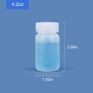 ASEVAT 20Pcs Clear Plastic Reagent Bottle, 4 oz Laboratory Grade Polypropylene Wide Mouth with Screw Cap, Water Sample Bottles for Classrooms or Storage at Home