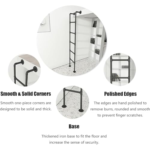 Metal Loft Bed Ladder Wall Mounted, Attic Stairs Basement Egress Ladders, Fire Escape Ladder for Emergency Home Safety, Space-Saving Climb Ladders, Loads 330lbs, 3.3ft-8ft(4.6FT/1.4M/55.2IN)