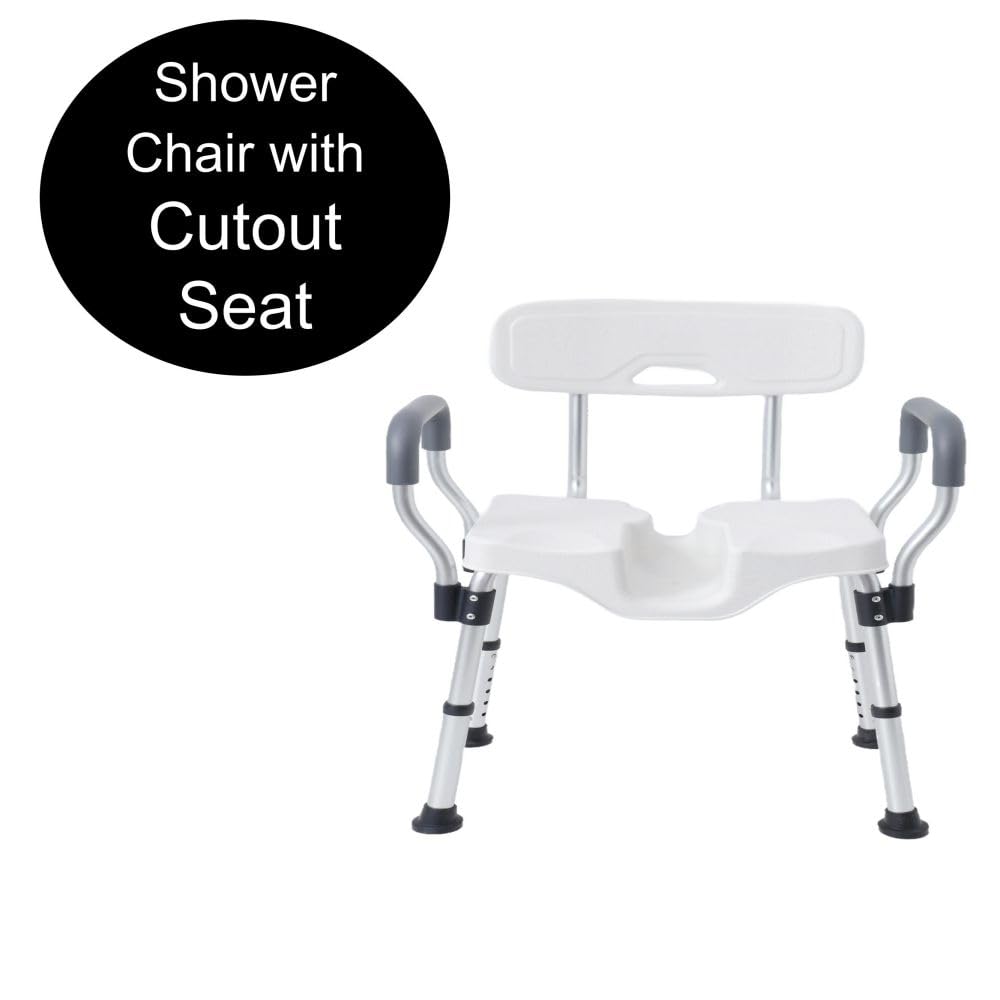 Urby Plus Size Shower Chair, Semi Pre-Assambled Extra Wide Shower Chair with Cutout Seat-U-Shape for Private Washing, Shower Chair for Elderly and Disabled, 150kg Capacity.