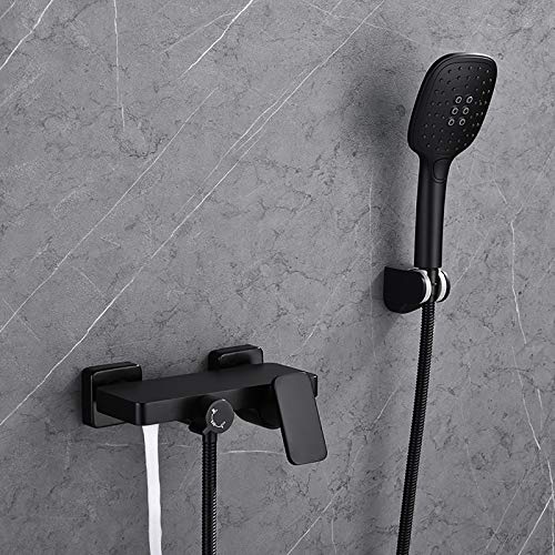 SYLKWOR Kitchen Faucet,Bathroom Faucet/Tap,Bathtub Faucet Brass Bathtub Tap Single Handle Dual Control Tub Faucet Wall Mounted Bathroom Bathtub Mixer Tap with Functions Handheld Shower/Black