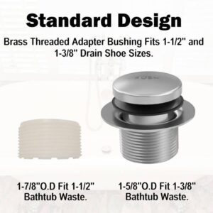 Brushed Nickel Tub Drain and Overflow Kit, Universal Bathtub Stopper with 2-Hole Faceplate and Fine/Coarse Thread