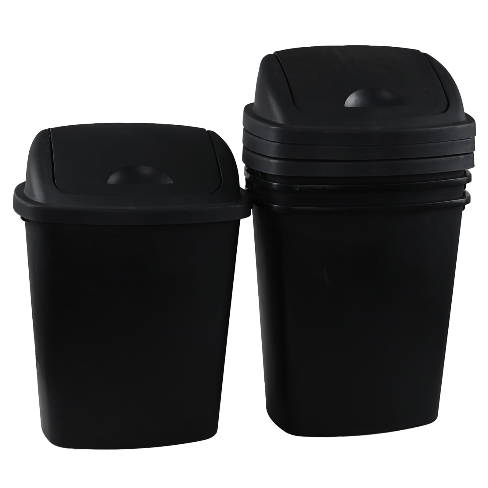 Parlynies 4 Pack 8 Gallon Medium Trash Can with Lid, Plastic Swing Top Garbage Can, Black Waste Bin Waste Basket for Bathroom, Kitchen, Bedroom, Office, College