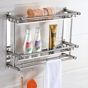 generic towel rack wall mounted,bathroom wall mounted bath shelf 304 stainless steel storage holders multifunctional rack kitchen holder with hooks hanging washbasin washroom organiser