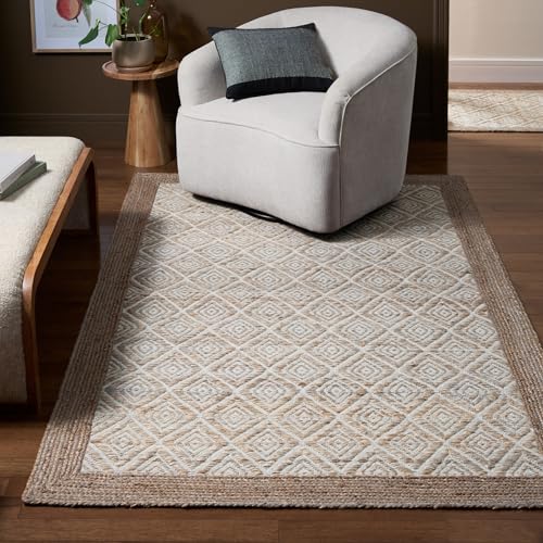 TOWN & COUNTRY TERRA Nalani Textured Diamond Hand-Knotted Flatwoven 100% Natural Jute Area Rug, Brown, 3'x5'