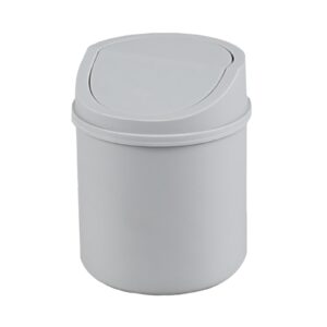 hayixia 1-pack 2 l mini desktop trash can with swing lid, tiny plastic countertop garbage can, grey