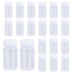 asevat 20pcs clear plastic reagent bottle, 4 oz laboratory grade polypropylene wide mouth with screw cap, water sample bottles for classrooms or storage at home