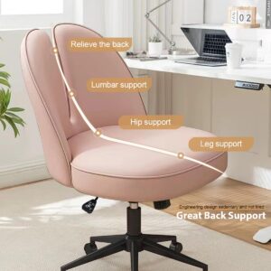 XUEGW Cute Office Chair Armless Desk Chair with Wheels Comfy Vanity Chairs Swivel Computer Task Chair Height Adjustable Makeup Bedroom Chair for Home Office