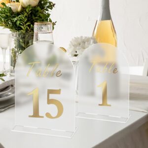 kintkita wedding table numbers 1-15, 5 x 7 inch acrylic table numbers for wedding reception display,gold table number wedding signs stand for anniversary, event, party,wedding table