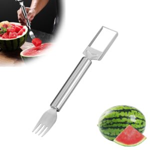 2024 upgraded 2-in-1 stainless steel fruit cutter: dual-functional fork & knife with ergonomic round handle for fruits & watermelon - ideal summer kitchen gadget for home use (b 1pcs)