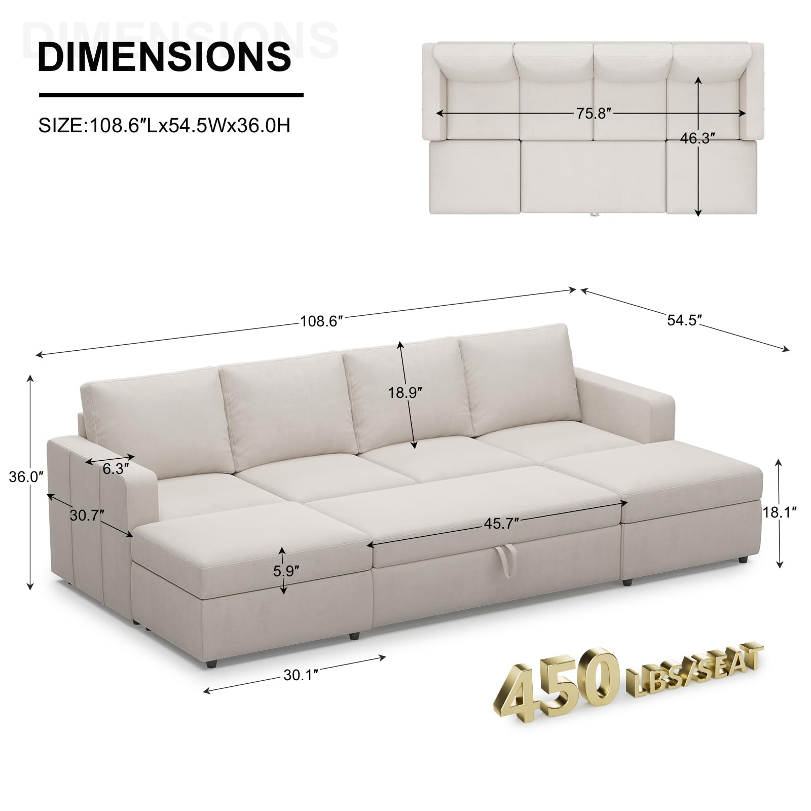 Belffin U Shaped Sectional Sleeper Sofa with Pull Out Bed Convertible Velvet Modular Sectional Couch Bed with Storage Ottoman Beige