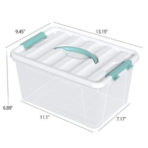 Nicesh 14 L Clear Plastic Storage Bins with Lid, Set of 4 Clear Latch Box with Top Handle