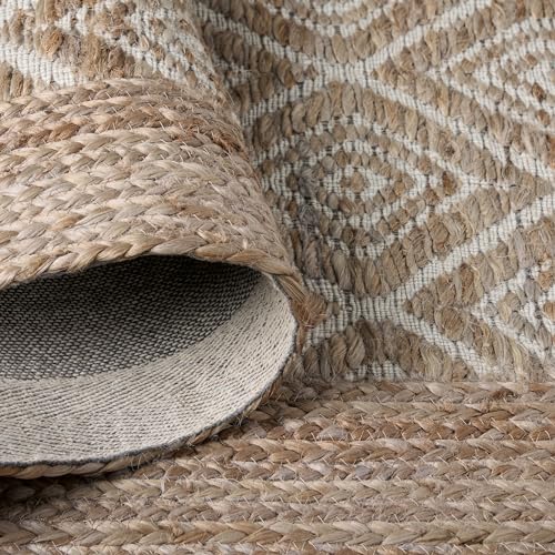 TOWN & COUNTRY TERRA Nalani Textured Diamond Hand-Knotted Flatwoven 100% Natural Jute Area Rug, Brown, 3'x5'