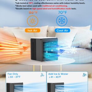 CENSTECH 3-IN-1 Mini Air Conditioner with Remote, Top Splash-Proof Design, 3 Speeds Small Portable Air Conditioner, Large Capacity Tank & USB Power Air Cooler, Desk Air Conditioner for Office Bedroom