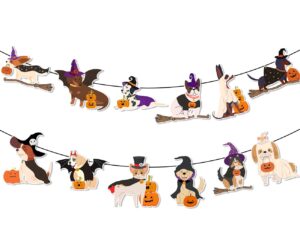 halloween party decorations halloween banner halloween dog garland bunting banner cute witch hat pumpkin puppy dog hanging banner for halloween birthday holiday party wall home office decor