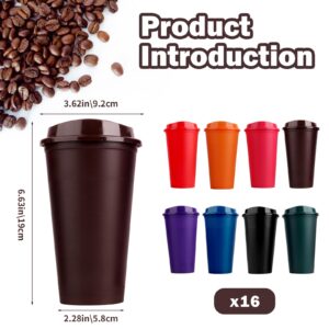 Lemicin 16 PCS Reusable Coffee Mugs with Lids 16 oz, Removable Hot Drinks Travel Mugs with Lids Cold Drinks Coffee Mugs Travel Mugs for Offices Home Parties Adults Children (Colorful)