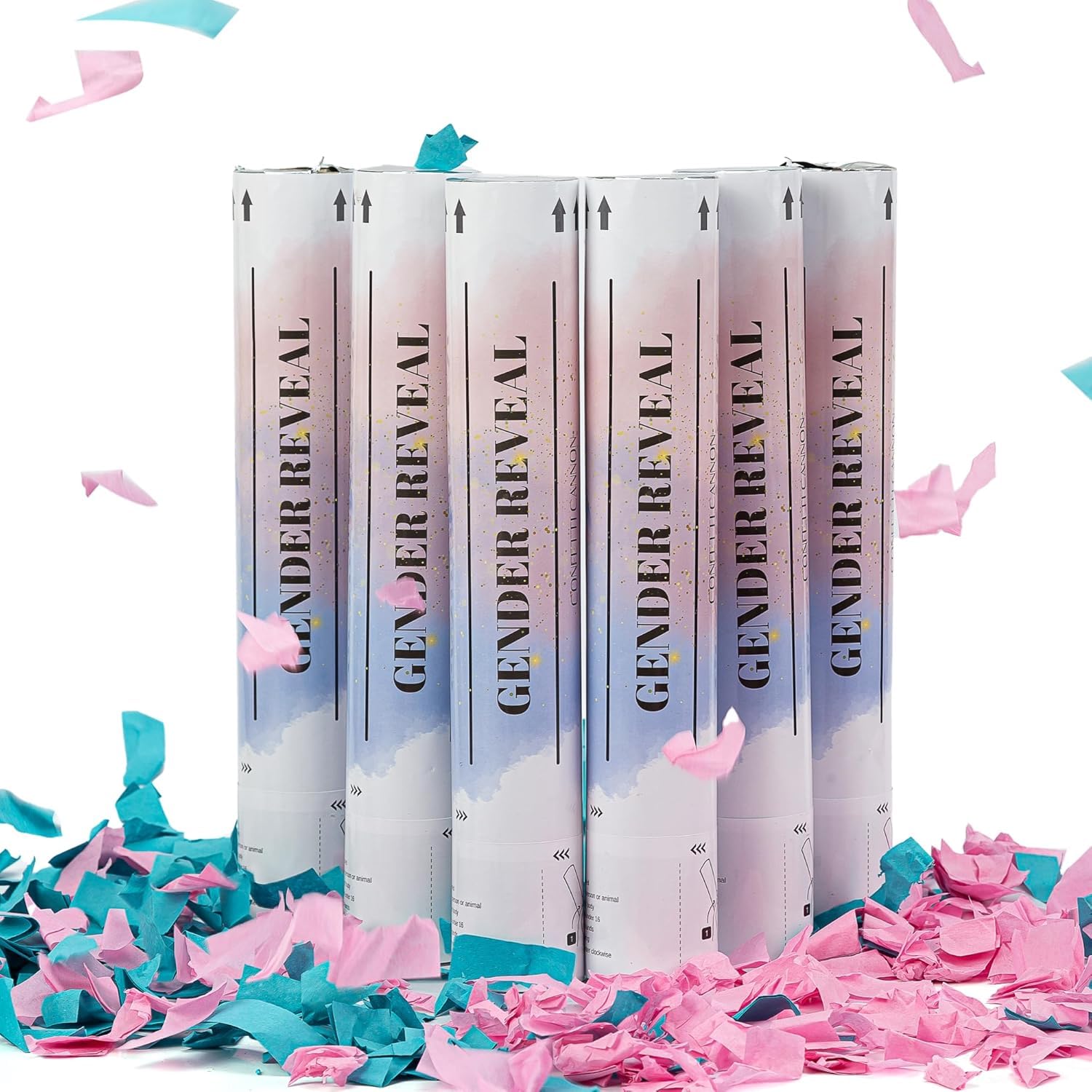 OFOZOVEY Confetti Cannons 11.8IN Gender reveal Multicolor Confetti Poppers for Wedding Celebration, Gender Revealing Party,Birthday Party, Pranks, Graduation, Christmas Eve(6 Pack Blue)