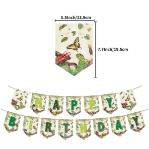 32 Pieces Bugs Party Supplies Includes Bugs Happy Birthday Banner Cake Topper Cupcake Toppers Balloons Insect Theme Party for Baby Shower Boys and Girls Birthday Decorations