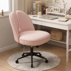 xuegw cute office chair armless desk chair with wheels comfy vanity chairs swivel computer task chair height adjustable makeup bedroom chair for home office