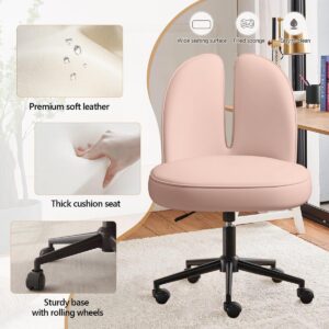 XUEGW Cute Office Chair Armless Desk Chair with Wheels Comfy Vanity Chairs Swivel Computer Task Chair Height Adjustable Makeup Bedroom Chair for Home Office