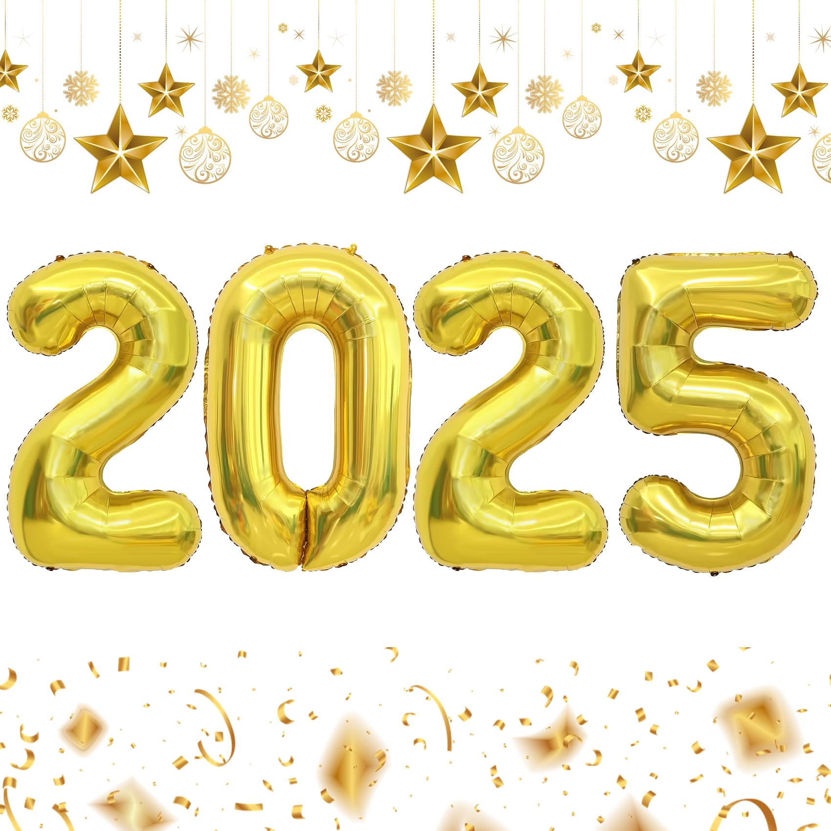 2025 Balloons, 40 Inch 2025 Number Balloons, 2025 Gold Balloons, Large Foil Happy New Year Balloons for New Year Eve Party Supplies 2025, New Years Decorations 2025, Christmas, Graduations, Birthday