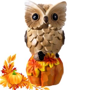 moucuny owl fall decor resin thanksgiving owl decor fall pumpkin owl table centerpieces thanksgiving table decor country style thanksgiving owl on pumpkin autumns fall home garden holiday decor