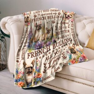 Lussues Nee French Bulldog Blanket for Women,50 x 60in French Bulldog Flannel Blanket Throws for Dog Mom (French Bulldog)