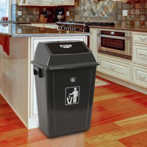 Afromy 4 Packs 13 Gallon Commercial Heavy-Duty Trash/Garbage Can, Swing Lid Waste Container for Home/Garage/Kitchen/Outdoor/Driveway