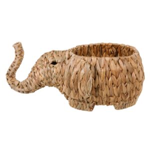 synovana rattan storage basket elephant wicker storage basket animal shaped handwoven water hyacinth rattan storage basket organizer for bedroom living room laundry room - elephant