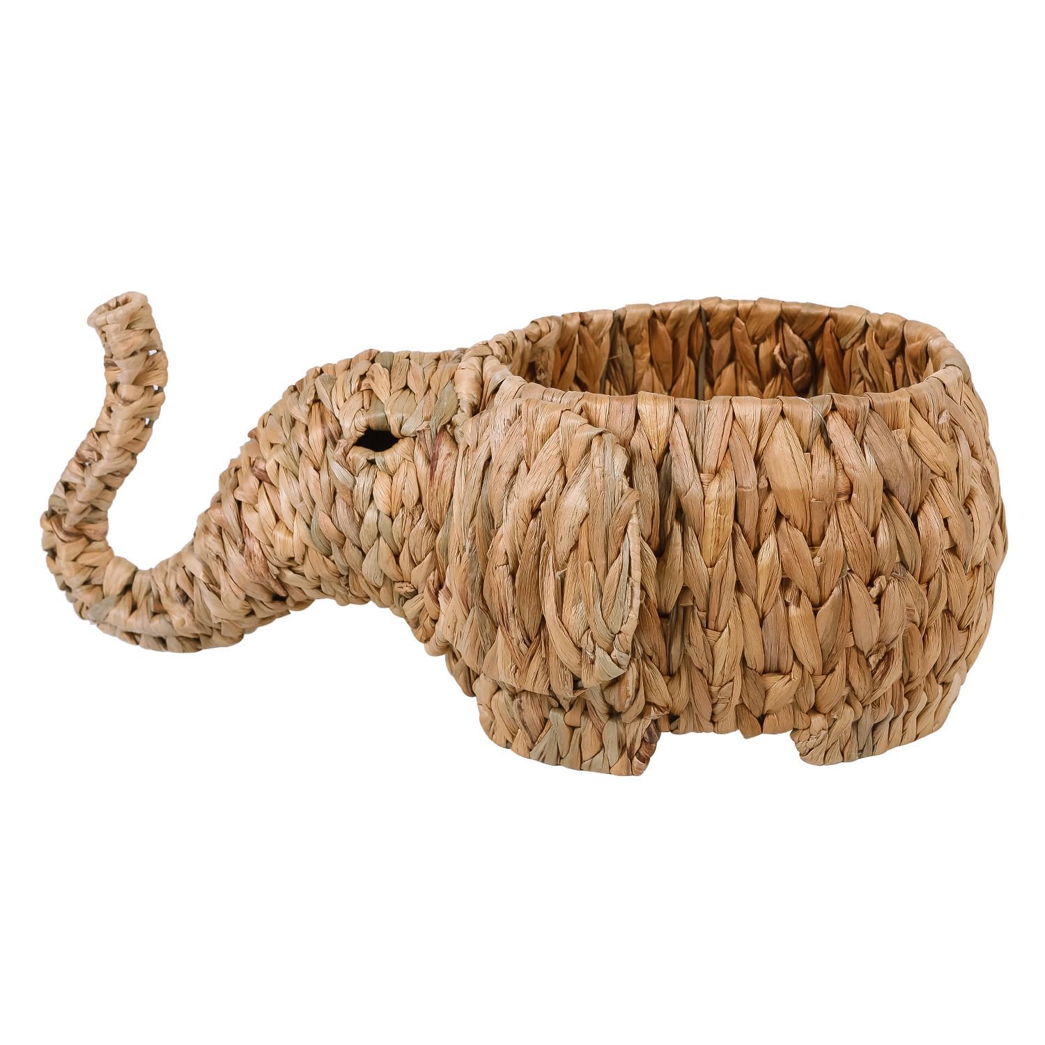 Synovana Rattan Storage Basket Elephant Wicker Storage Basket Animal Shaped Handwoven Water Hyacinth Rattan Storage Basket Organizer for Bedroom Living Room Laundry Room - Elephant