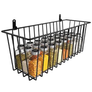 Simple Trending 8 Pack Spice Rack with 8 Hooks For Kitchen, Wall Mount Hanging Spice Organizer For Holds 192 Spice Jars,Bathroom or Pantry Door, Storage, Black