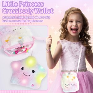 FIIOEOY Unicorn Gifts for Girls, 14PCS Unicorn Toys Birthday Gifts for Girls Age 3 4 5 6 7 8 Years Old with Light Up Star Pillow Plush Blanket Diamond Art Bracelet, Girls Kids Toys