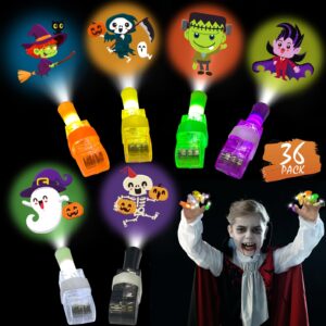 halloween party favors for kids, 36 pcs halloween led light up finger lights toys goodie bag pinata fillers, trick or treats glow in the dark toys bulk for halloween party classroom gifts prizes