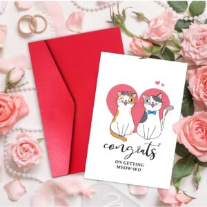 Huokiriki Cute Couple Wedding Card from Cult Kitty, Cat Bride & Groom Card, Wedding Congratulation Card Gift for Cat Lovers Couple, Funny Engagement Card, Thick card stock, Envelope Included.