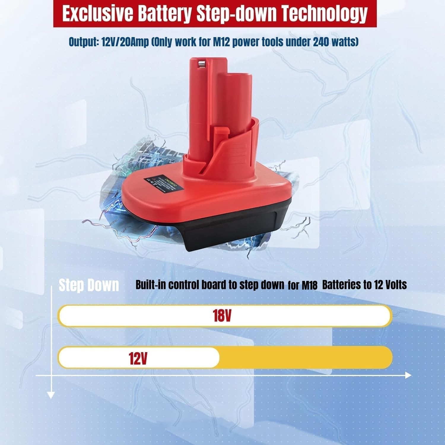 for Milwaukee Battery Adapter (Convert for M18 to for M12 Battery)