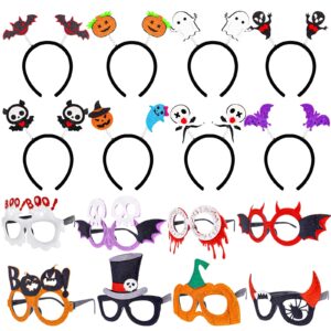 MGparty 16 PCS Halloween Party Decorations, Halloween Headbands and Glasses Frames Set for Kids Women Men Halloween Party Favors Photo Booth Props