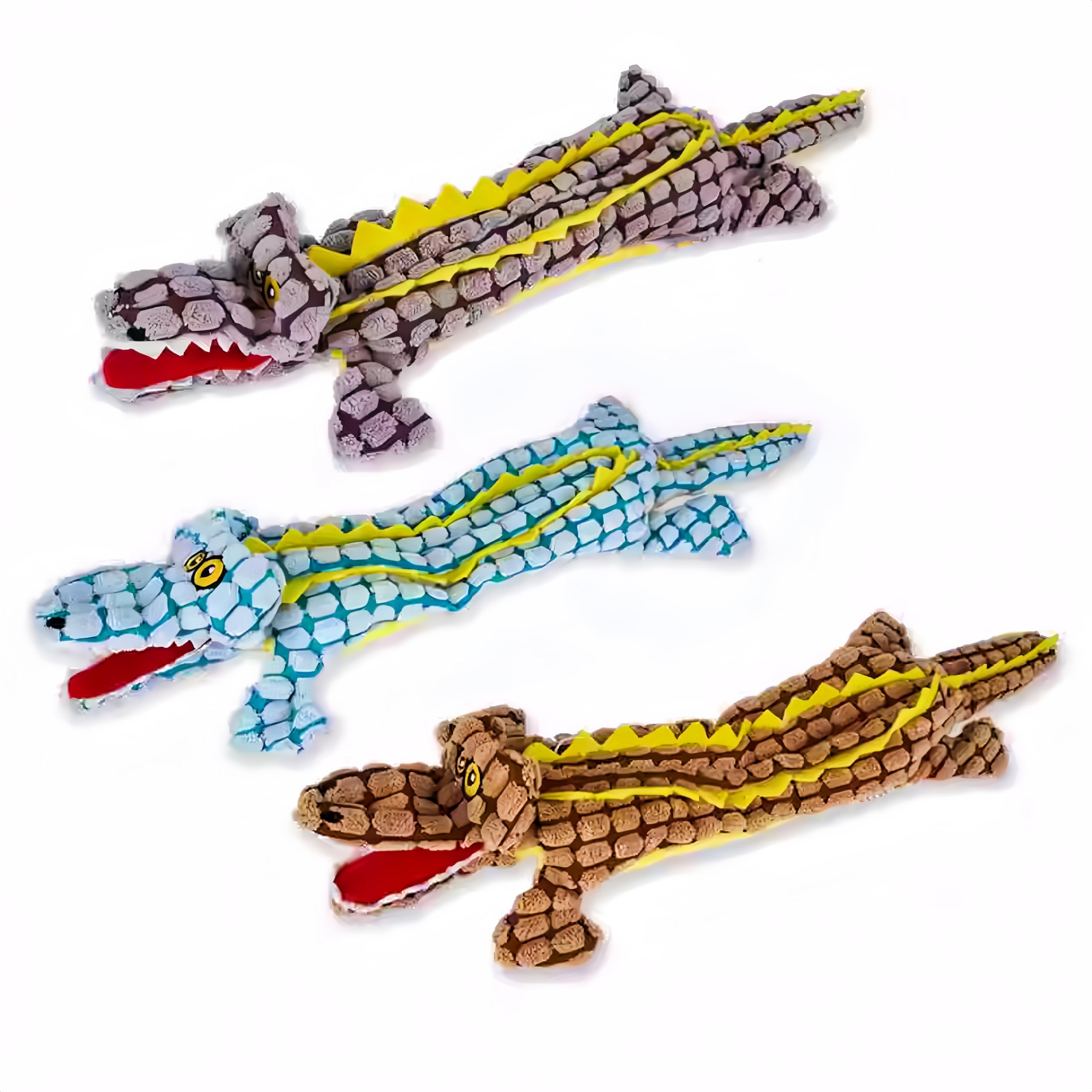 SOCOWVAKA 3PCS Crocodile Brothers Series Interactive Squeaky Dog Toy - Durable and Safe - Ideal for Puppies and Small Medium Dogs - No Stuffing, Easy to Clean, Promotes Dental Health -Lasting Playtime