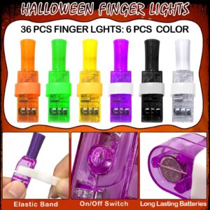 Halloween Party Favors for Kids, 36 Pcs Halloween LED Light Up Finger Lights Toys Goodie Bag Pinata Fillers, Trick or Treats Glow In The Dark Toys Bulk for Halloween Party Classroom Gifts Prizes