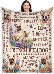 lussues nee french bulldog blanket for women,50 x 60in french bulldog flannel blanket throws for dog mom (french bulldog)