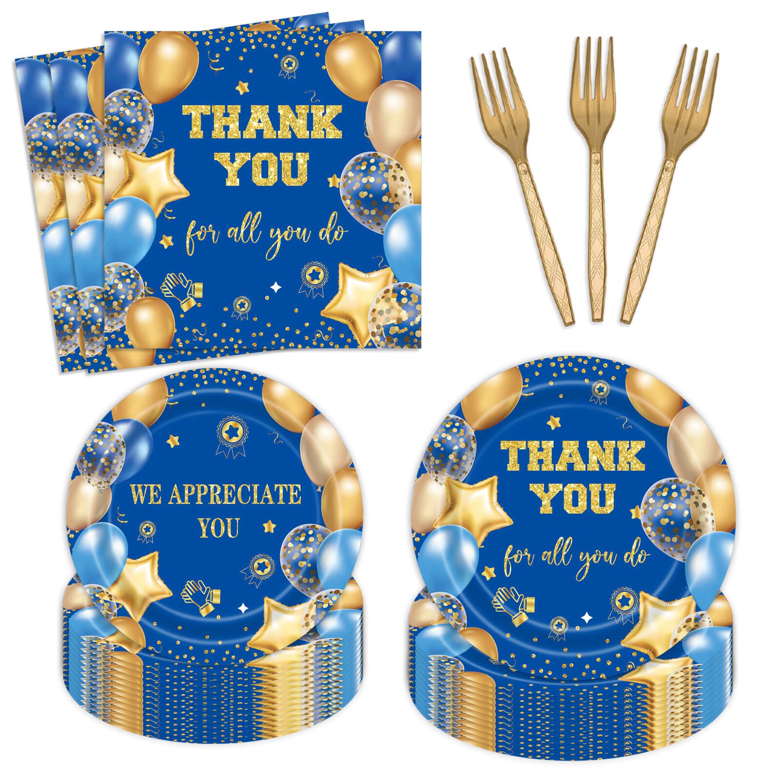 96 Pcs We Appreciate You Paper Plates 24 Guest Thank You Party Decorations Employee Staff Appreciation Teacher Doctor Appreciation Party Supplies