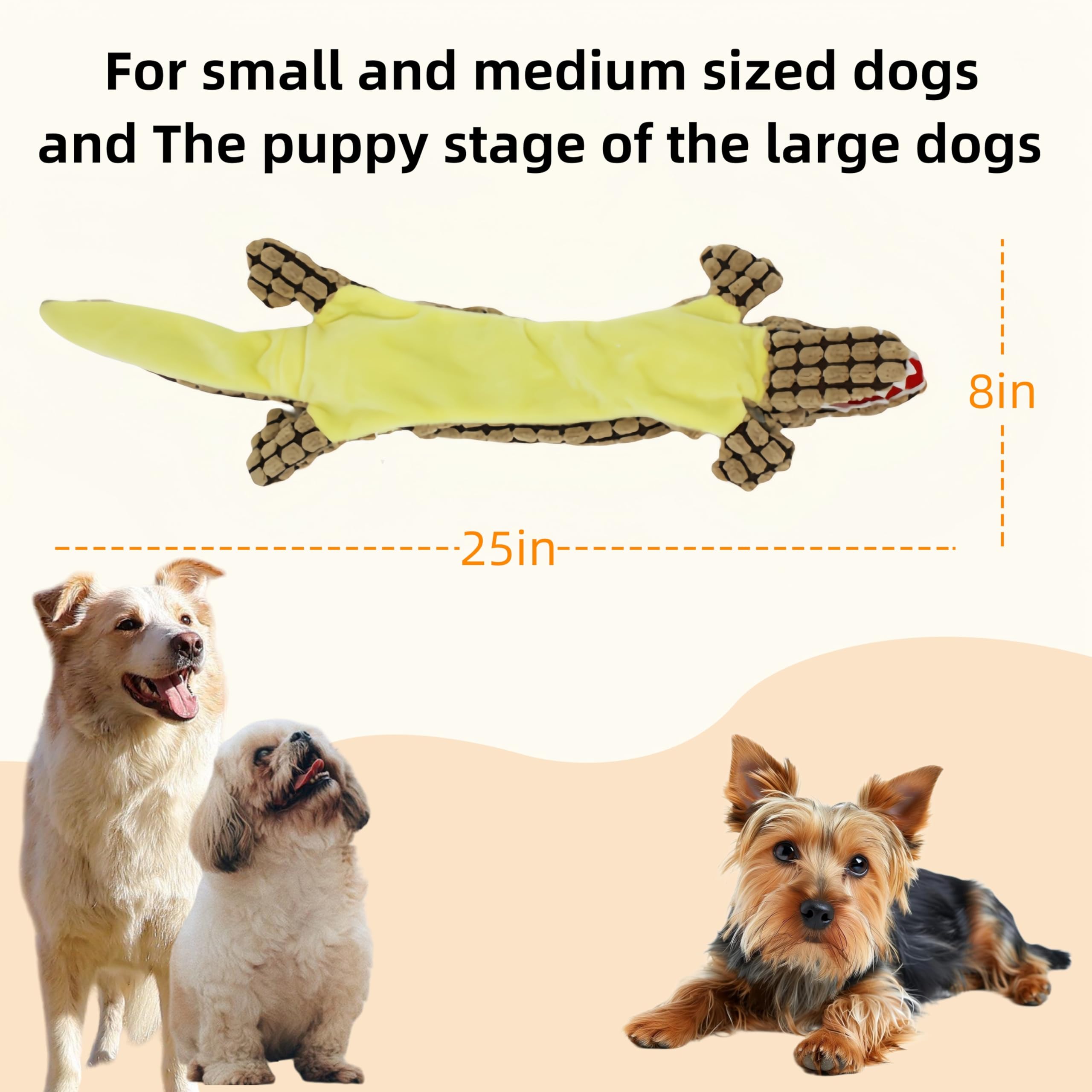 SOCOWVAKA 3PCS Crocodile Brothers Series Interactive Squeaky Dog Toy - Durable and Safe - Ideal for Puppies and Small Medium Dogs - No Stuffing, Easy to Clean, Promotes Dental Health -Lasting Playtime