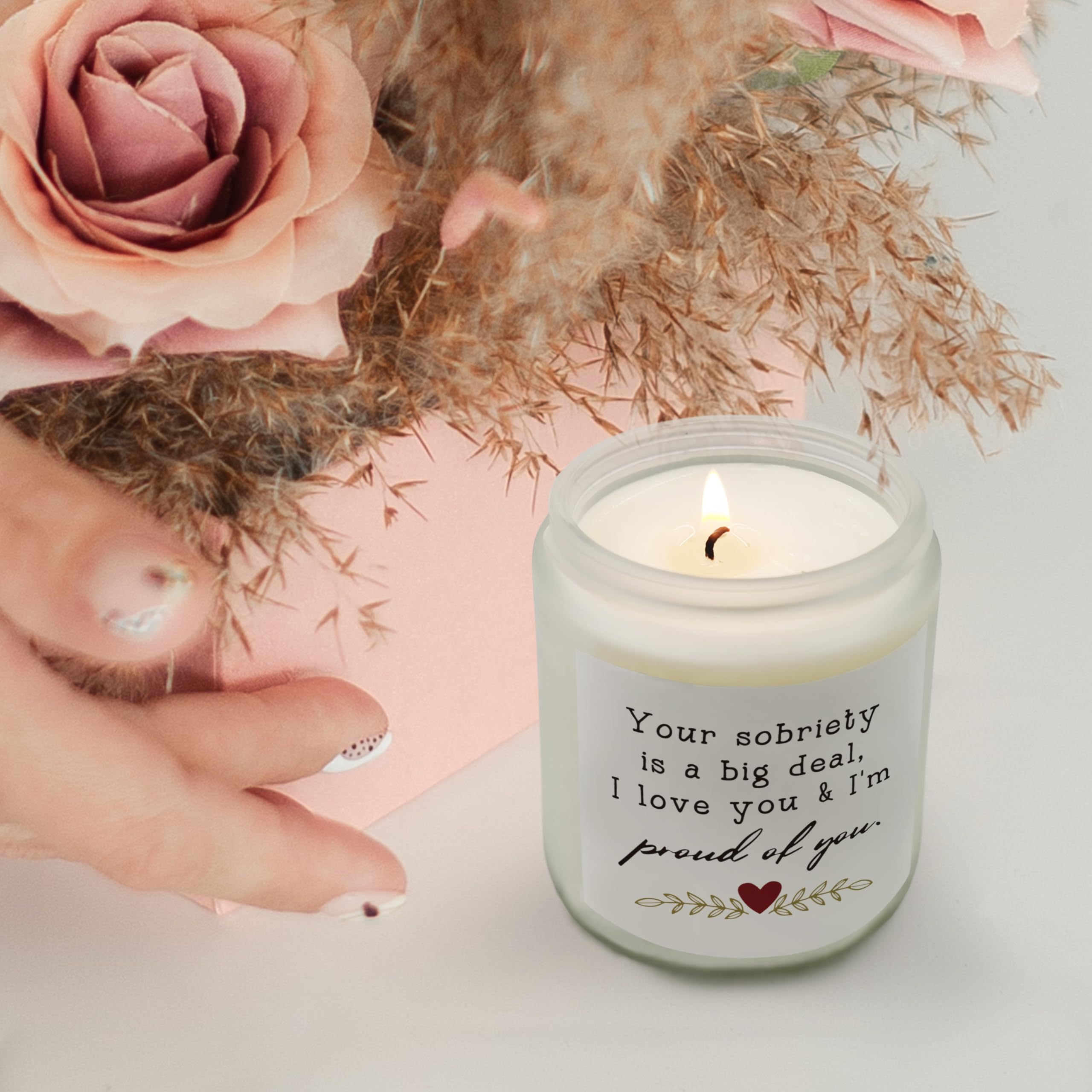 QASHWEY Best Sobriety Gifts Candle, Inspirational Sobriety Candles Gifts for Women Men, Sober Gifts Soy Candle, Your Sobriety is a Big Deal I Love You Lavender Fragrance Candles for Home Scented