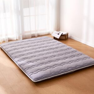 jzbearapt Japanese Floor Mattress, Futon Mattress Foldable, 100% High-Density Premium Foam, Thicken Tatami Mat Portable Dormitory Sleeping Pad, Small Single Size 75" X 25", Grey Stripes