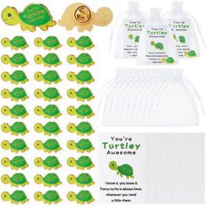 maysing 30 sets employee appreciation gifts bulk positive turtle pins you're awesome inspirational notecard thank you gift for coworker staff volunteer teacher students pocket favor