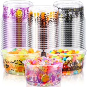 funnymoom 60 pcs halloween candy bowl trick or treat plastic serving bowl tableware halloween candy dish halloween party supplies salad bowls plastic serving bowls for halloween party