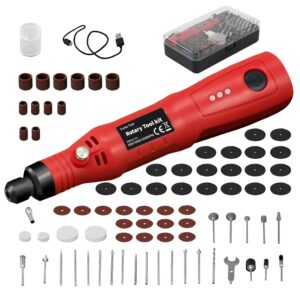 turbovolt 3.7v rotary tool kit cordless,3-speed multi power carving grinder tools 15000rpm with 2.0ah rechargeable battery,76pcs accessories for engraving,sanding,polishing,drilling,grinding,diy